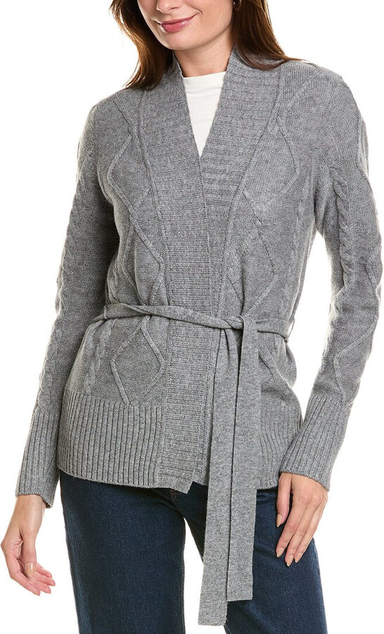 Forte Cashmere Belted Cable Wool & Cashmere-Blend Cardigan - ShopStyle