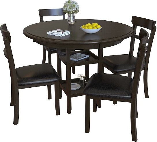 Costway 5-Piece Dining Set W/ Counter Height Round Dining Table & 4 ...
