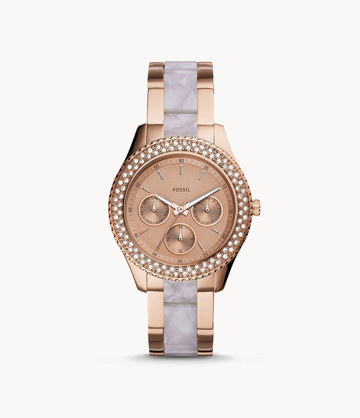Fossil Stella Multifunction Two-Tone Stainless Steel And Acetate Watch ...