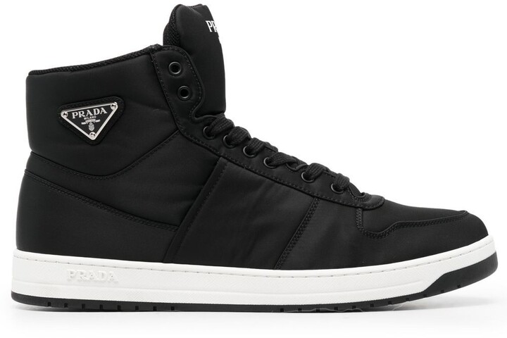 Prada Logo-Plaque Mid-Top Sneakers - ShopStyle