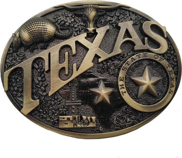Xwest Modern Texas Cowboy Belt Buckle Brass Heritage Longhorn Star ...