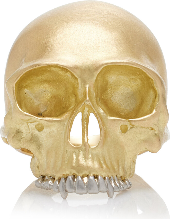 Anthony Lent Skull 18K Yellow Gold Ring - ShopStyle