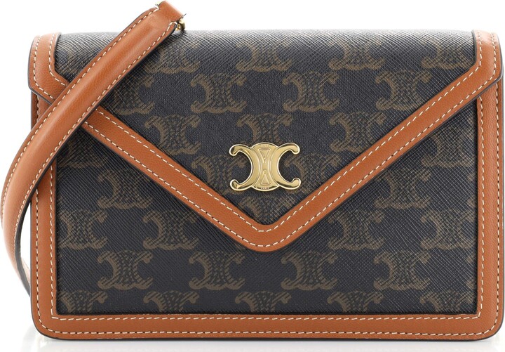 Celine Triomphe Envelope Flap Wallet on Chain Triomphe Coated Canvas ...