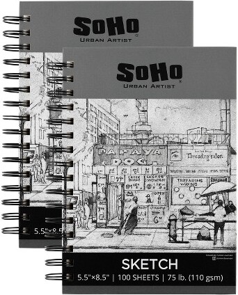 Soho Urban Artist 2 Pack " Sketchpad, 100 Sheets of Spiral Bound Sketch ...
