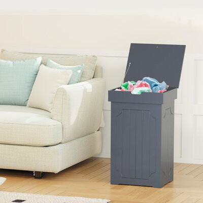 INTEGATOIC LLC Freestanding 13-Gallon Wood Trash Cabinet With Dog-Proof ...