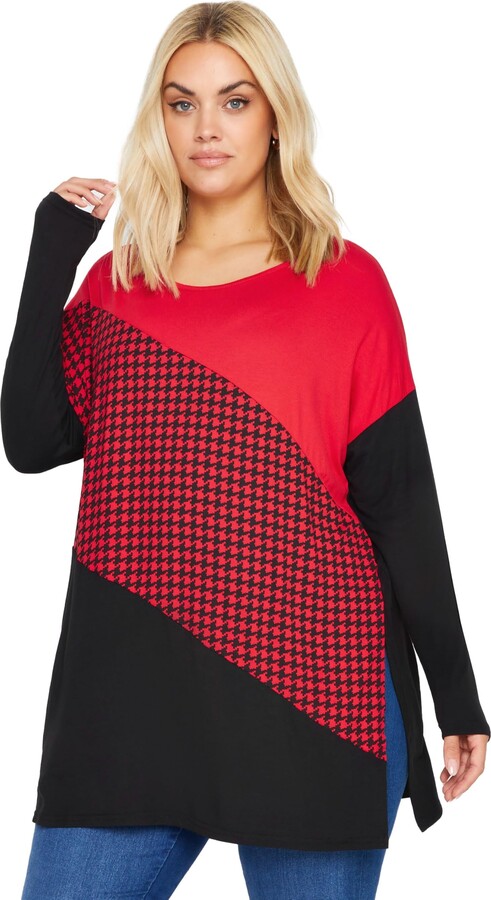 Yours Curve Dogtooth Check Oversized Top - Women's - Plus Size Curve ...