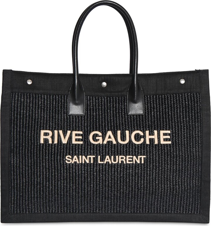 Saint Laurent Rive Gauche raffia bag - ShopStyle