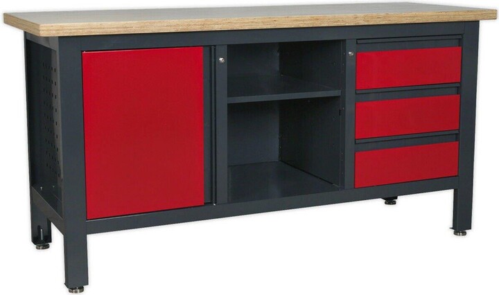 Loops Lockable Workstation- 3 Draw & Cupboard with Pegboard ...
