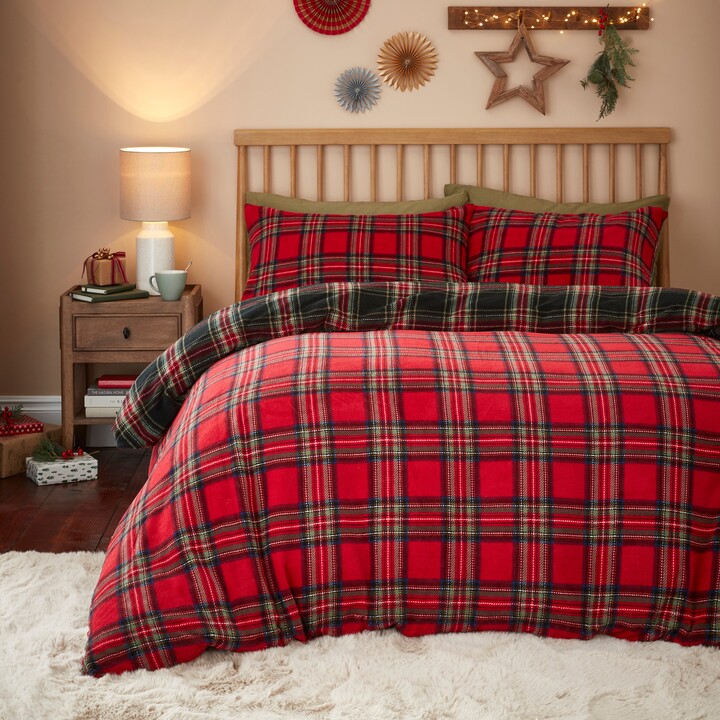 Dunelm Traditional Check Duvet Cover Set Red - ShopStyle