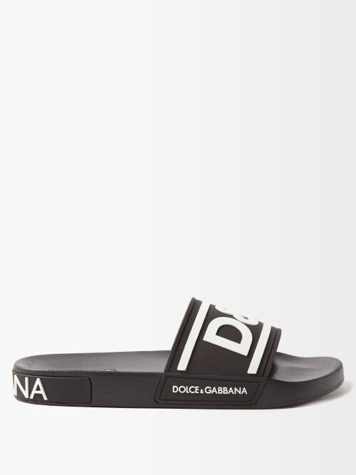 Dolce & Gabbana Logo-embossed Rubber Slides - Black - ShopStyle Sandals