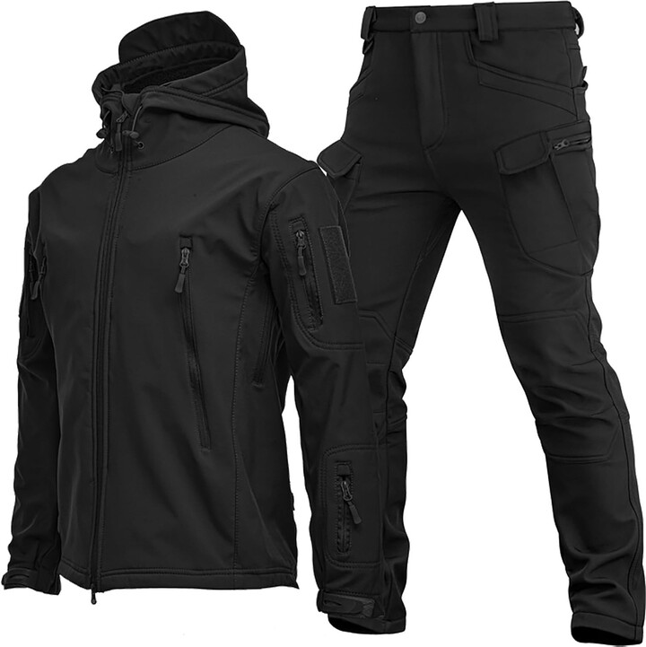 BUKKNYE Men's Tactical Military Suits Long Sleeve Waterproof Rip-Stop ...