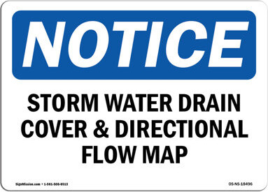 SignMission Storm Water Drain Cover & Directional Flow Map Sign ...