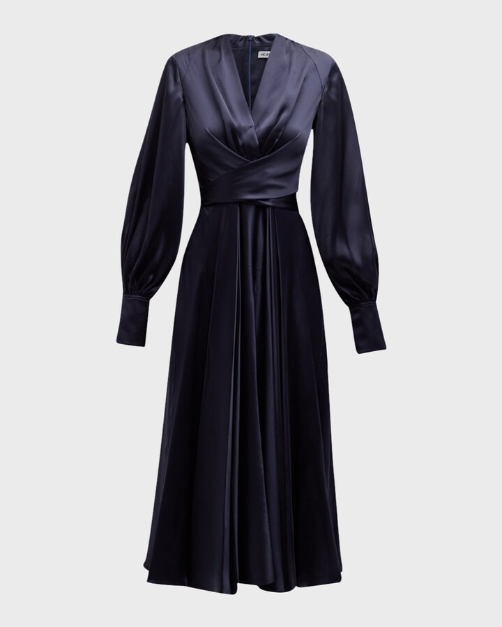 E.Stott Fern Pleated Silk Midi Wrap Dress - ShopStyle