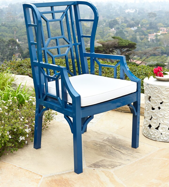 Neiman Marcus Tamsin Blue Chinoiserie Outdoor Wing Chair - ShopStyle
