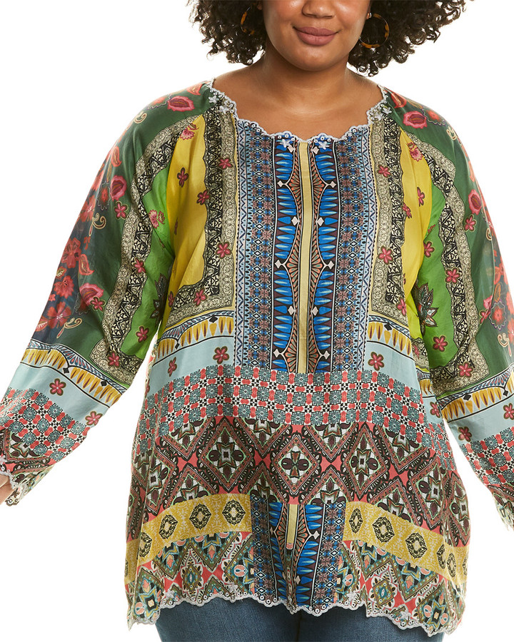 Johnny Was Plus Roni Silk Top - ShopStyle