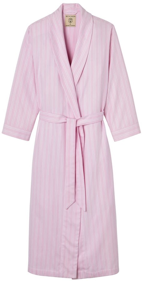 Women's Westwood Pink Stripe Brushed Cotton Dressing Gown - ShopStyle ...