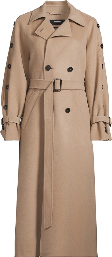 Weekend Max Mara Women's Natale Wool Belted Trench Coat - Beige - Size 2 - ShopStyle