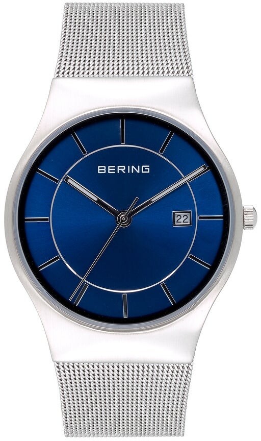 Bering Mens Classic Stainless Blue Dial Mesh Strap Watch - ShopStyle