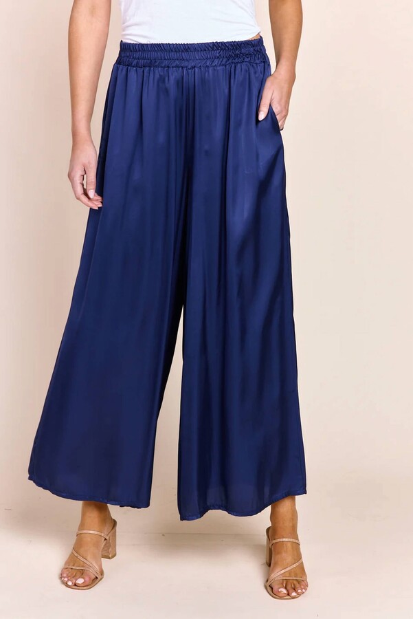 Sofia Collections Amara Silk Pants In Blue - ShopStyle