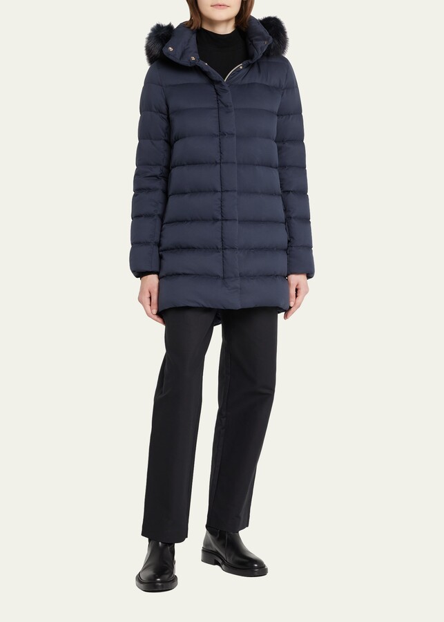 Herno Woven Puffer Coat w/ Faux Fur Ruff - ShopStyle