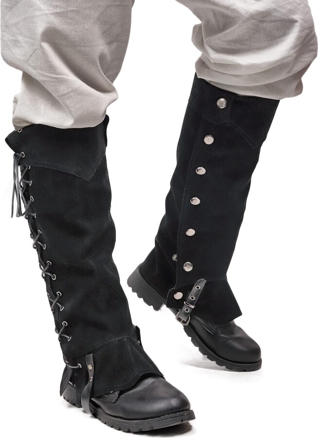 FURPHI Medieval Pirate Boot Covers Viking Faux Leather Steampunk Leg ...