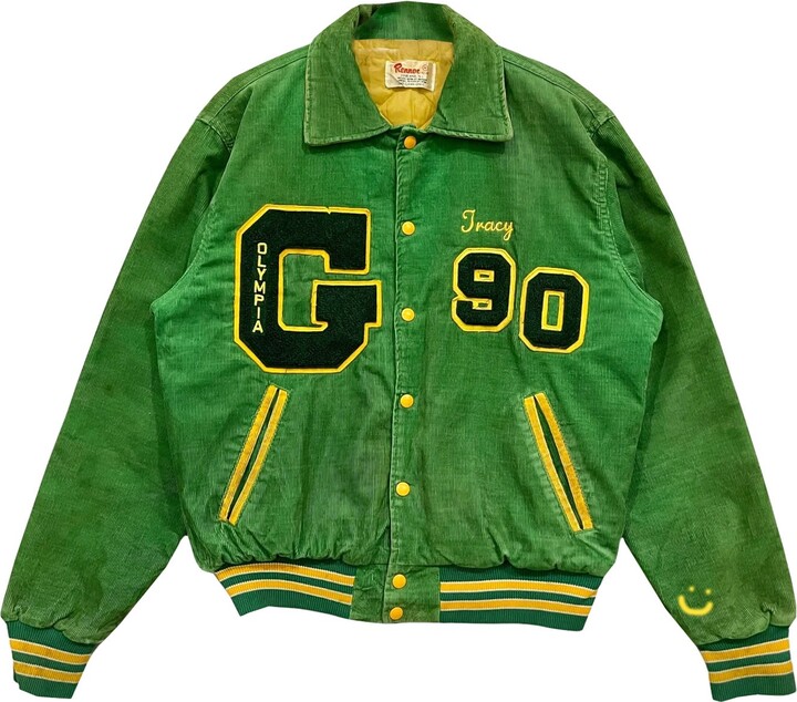 Quillattire Green Vintage Tennis Corduroy Varsity Jacket - ShopStyle