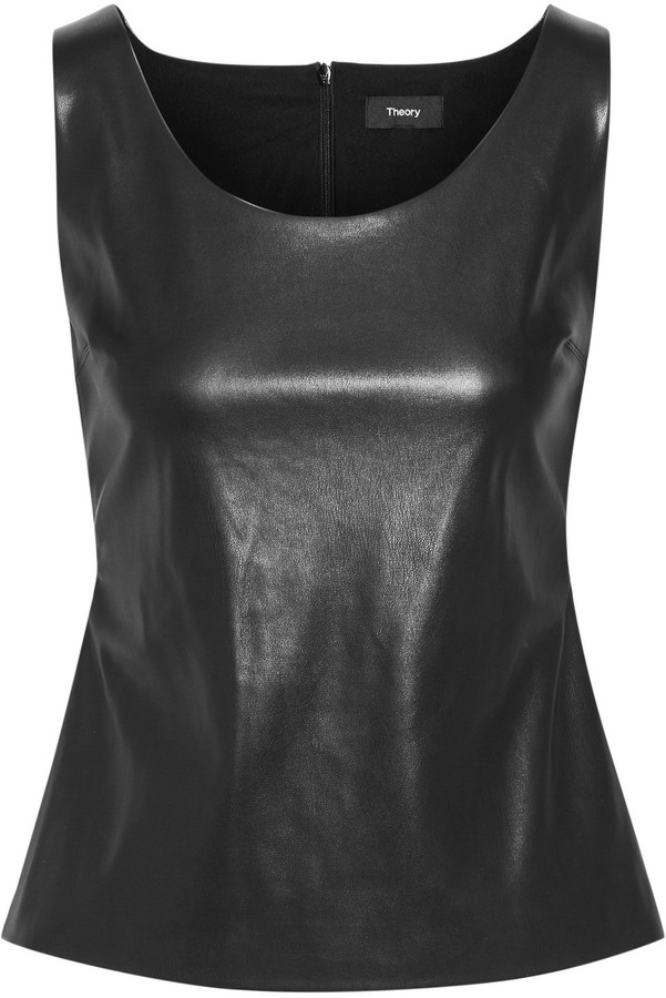 Theory Bedford Faux Leather Top - ShopStyle