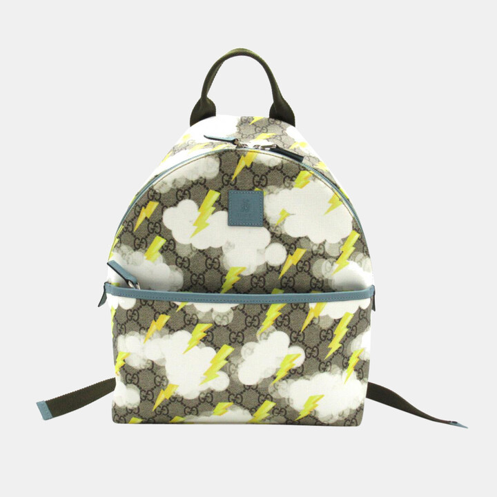 Gucci Beige/Yellow GG Supreme Canvas and Leather Lightning Backpack ...