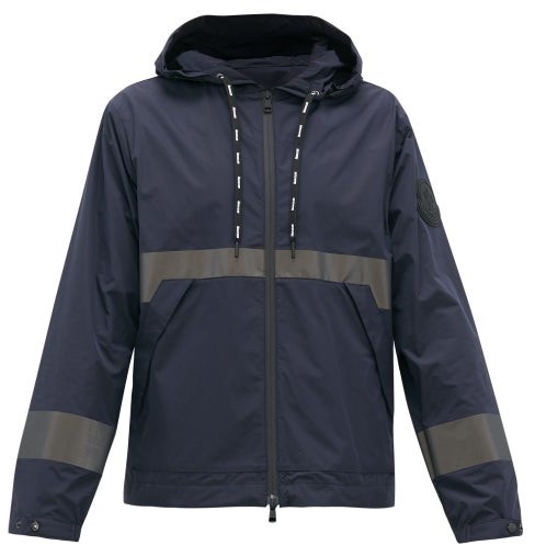 Moncler Reflective-stripe Technical Hooded Jacket - Navy - ShopStyle