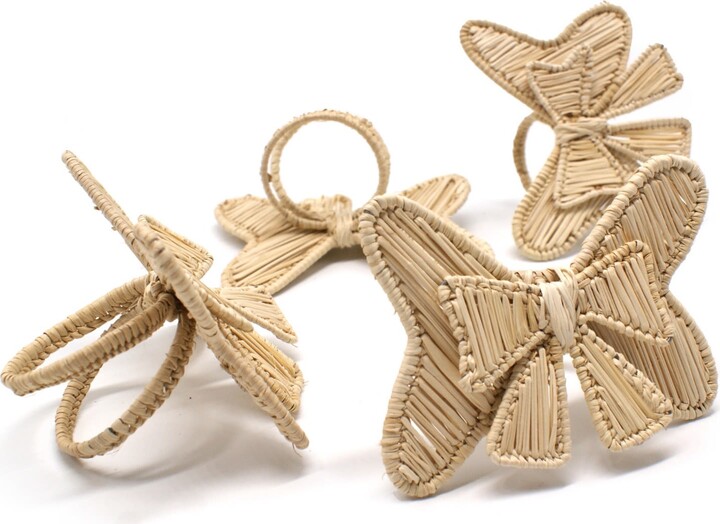 Washein Natural Straw Bow Napkin Rings Set Of 4 - ShopStyle