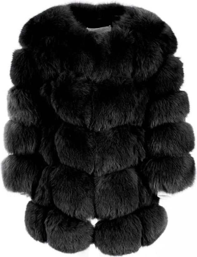Wanan Touch Classic Black Fox Fur Jacket - ShopStyle