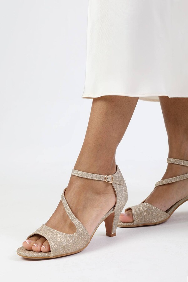 Where's That From 'Loreza' Low Kitten Heel With Crossover Strap - Beige - ShopStyle Sandals