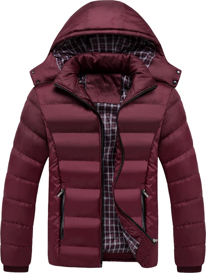 iTNHFP Winter Down Jacket With Hood Thicken Puffer Coat Hood Jacket Fashionable Mens Down ...