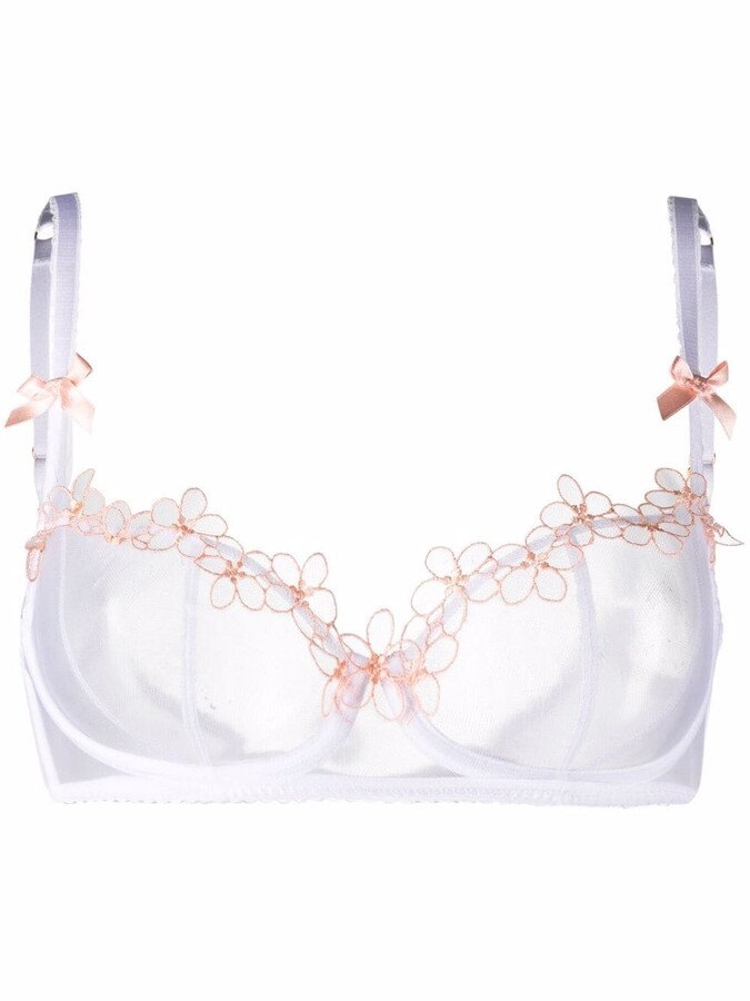 Agent Provocateur Floral-Embroidered Sheer Bra - ShopStyle