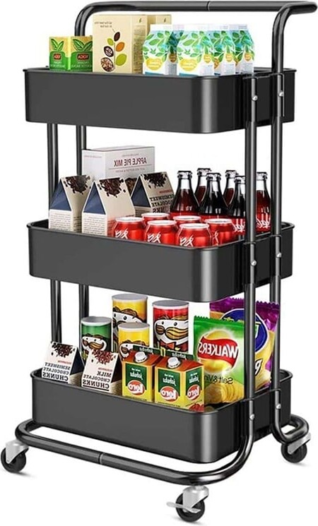 hommetree Multi-function 3-tier Rolling Trolley with Handle and ...