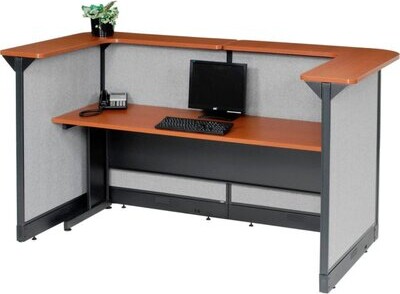 Interion U-Shaped Reception Station W/Raceway 88"W X 44"D X 46"H Cherry ...