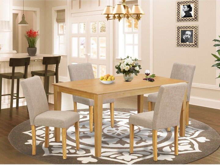 East West Furniture Modern Dining Table Set- a Rectangle Wooden Table ...