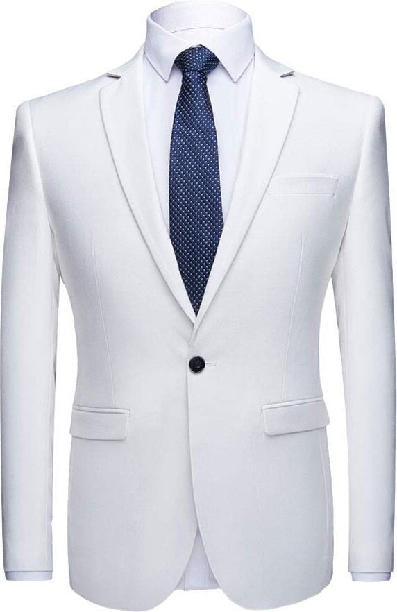 Botong Men's Peak Lapel White Blazer One Button Tuxedo Jacket Prom ...
