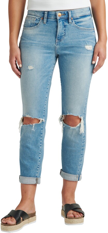 Jag Jeans Carter Ripped Cuffed Girlfriend Jeans - ShopStyle