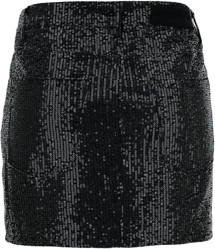 Rotate by Birger Christensen Black Mini-Skirt with All-Over Paillettes ...