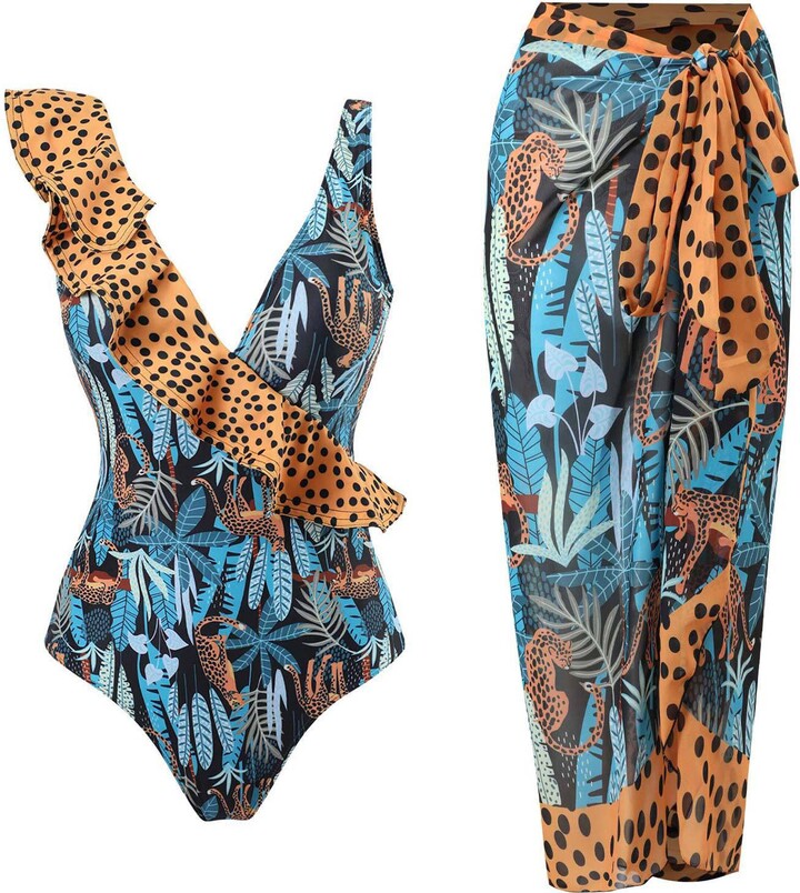 Coofanin One Piece Swimsuits For Women With Cover Ups Uk Retro Vintage