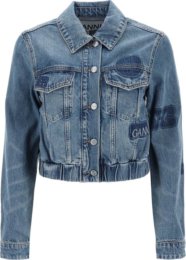 Ganni cropped denim jacket - ShopStyle
