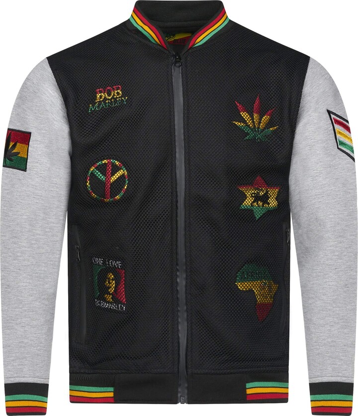 Raw Blue Men's Rasta Baseball Winter Jacket Fleece Material Rastafarian ...