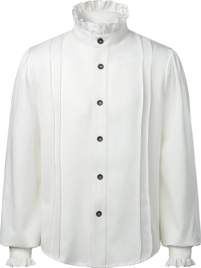 VATPAVE Mens Ruffle Pirate Shirts Medieval Renaissance Cosplay Costume ...