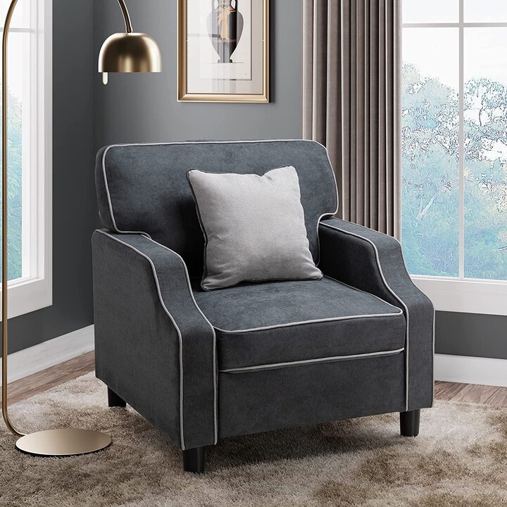 Pingliang Home Mid Century Fabric Upholstered Single Sofa Chair with ...