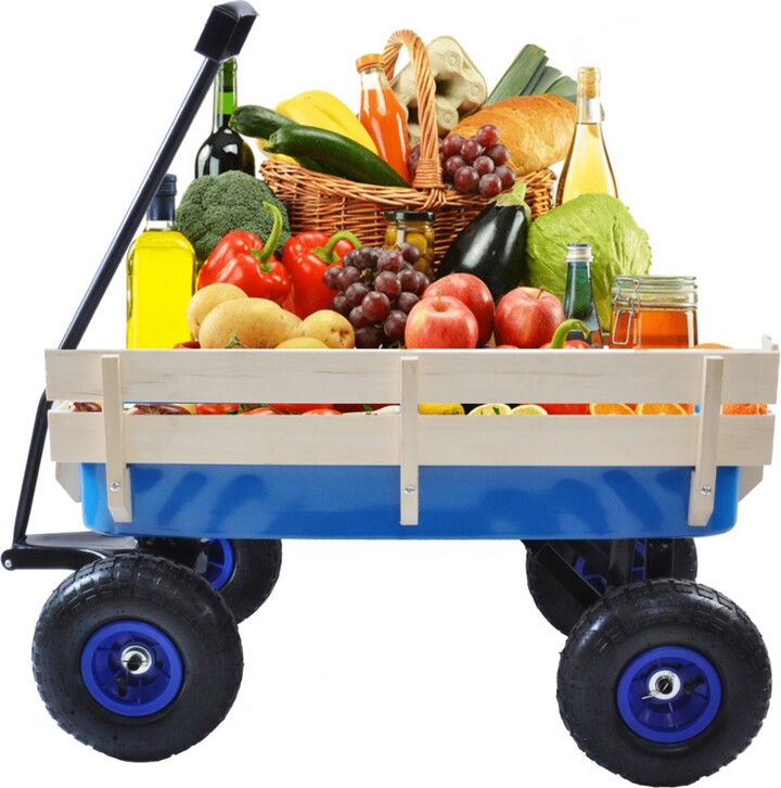 Simplie Fun Outdoor Wagon All Terrain Pulling with Wood Railing Air ...