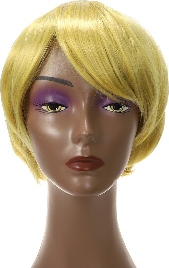 Unique Bargains Women's Straight Hair 160g Wigs with Wig Cap 12" Gold ...