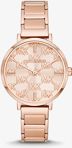 Michael Kors Addyson Rose Gold-Tone Stainless Logo Watch - ShopStyle