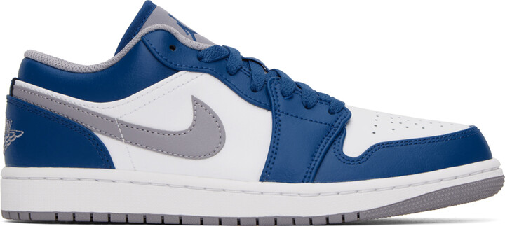 Nike Jordan Blue & White Air Jordan 1 Low Sneakers - ShopStyle