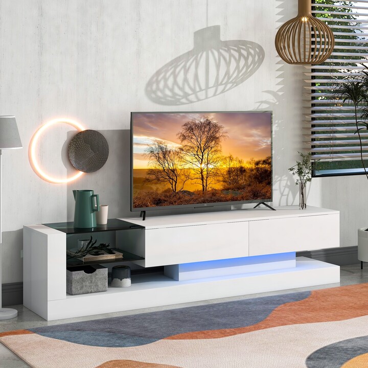 RASOO Modern TV Stand with 16-color RGB LED Strip Lights - ShopStyle